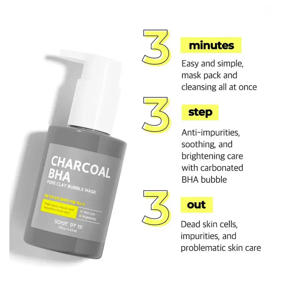 Some By Mi - Charcoal Bha Pore Clay Bubble Mask - 120G