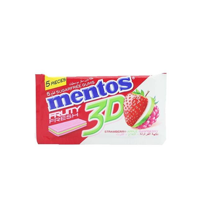 Mentos 3D Strawberry Apple & Raspberry Sugar Free Gums, 8.5G