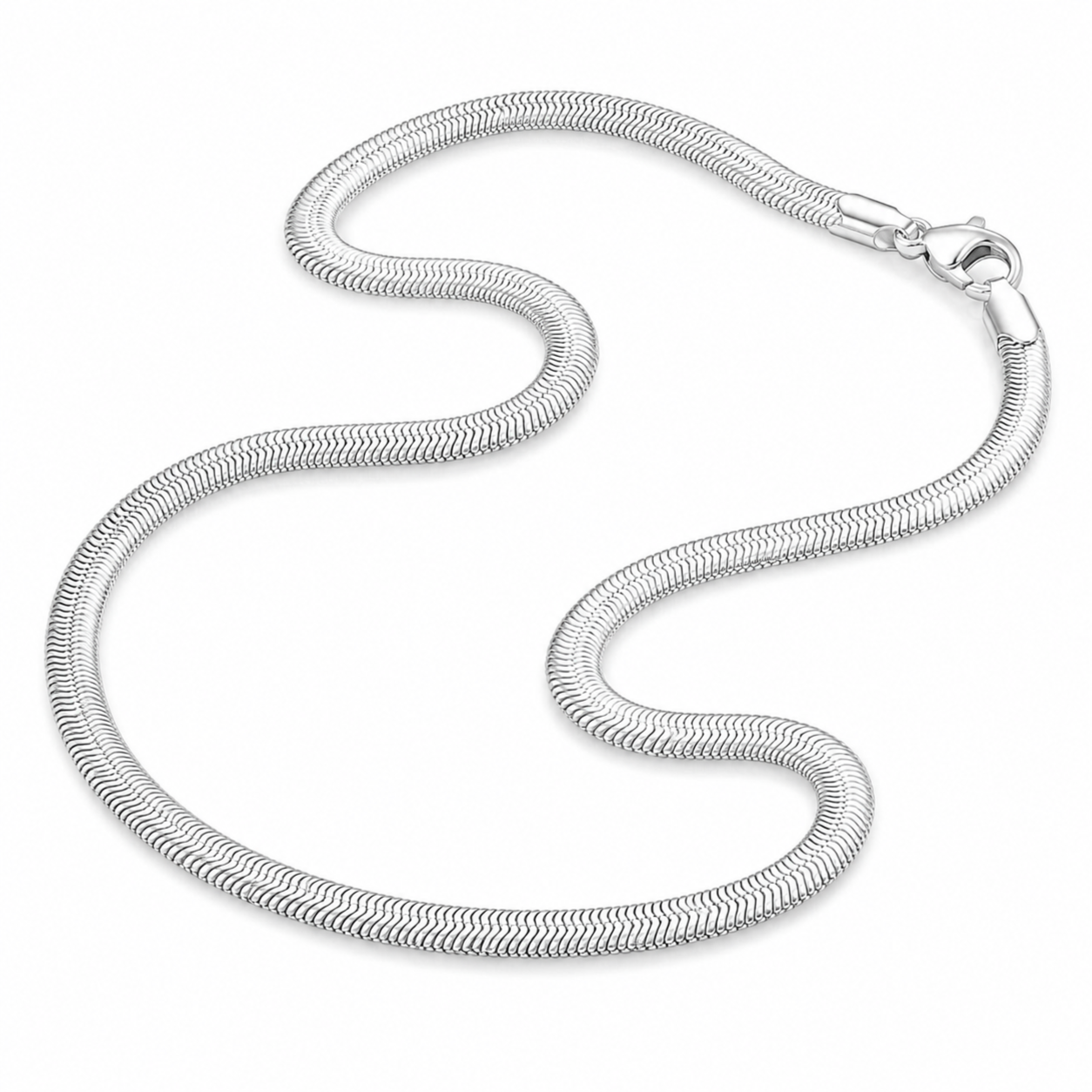 Stainless Steel Flat Necklace Silver Color Filmy Snake Chain S165649